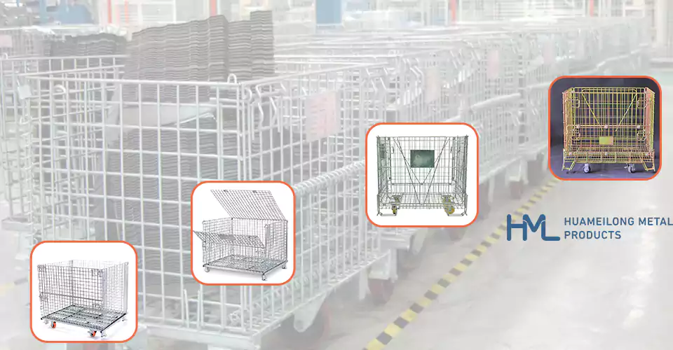 Wire Mesh Container With Wheels Eases Movement of Goods